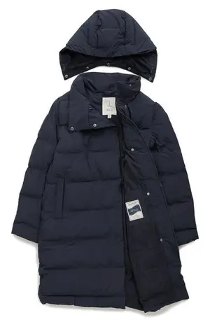 SEASALT CORNWALL Holywell Bay Waterproof Puffer Coat - Inkwell Blue