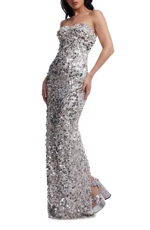 Dress The Population Vada Paillette Strapless Gown