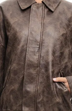 Lioness Kenny Faux Leather Bomber Jacket - Chocolate