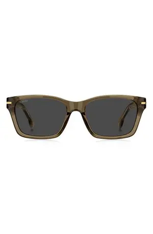 BOSS 56mm Rectangular Sunglasses - Brown/ Grey