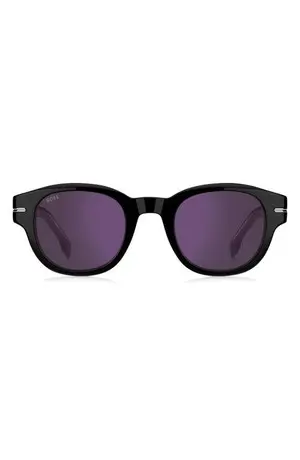 BOSS 48mm Rectangle Sunglasses - Black/ Violet Sp Ar
