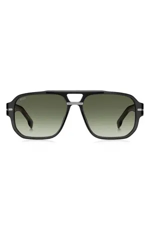 BOSS 57mm Rectangular Sunglasses - Grey/ Green Sf Ar