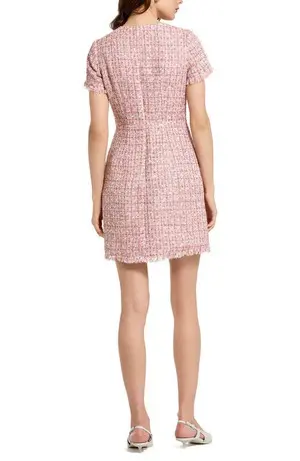 Mac Duggal Boucle Mini Dress - Pink Multi