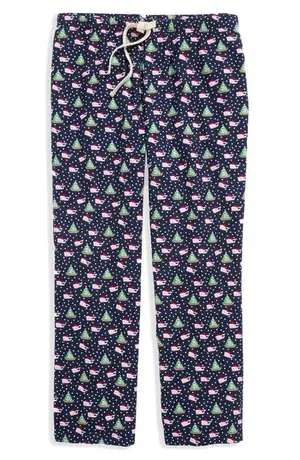 Vineyard Vines Holiday Print Flannel Lounge Pants - Santa Whale Navy