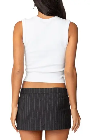 EDIKTED Basel Ribbed Crop Top - White