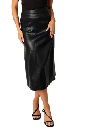 PETAL & PUP Miller Faux Leather Midi Skirt