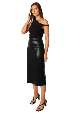 PETAL & PUP Miller Faux Leather Midi Skirt