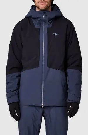 OUTDOOR RESEARCH Snowcrew Waterproof Hooded Ski Jacket - Atlantic/black