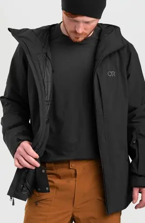 OUTDOOR RESEARCH Snowcrew Waterproof Hooded Ski Jacket - Black