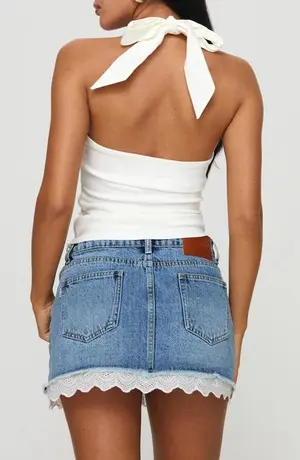 Princess Polly Miyuki Scalloped Trim Denim Miniskirt