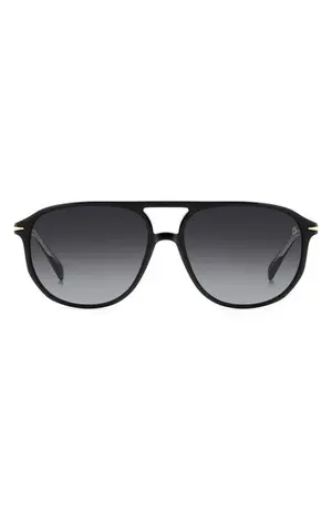 DB EYEWEAR BY DAVID BECKHAM 58mm Aviator Sunglasses - Black/ Dark Grey Sf