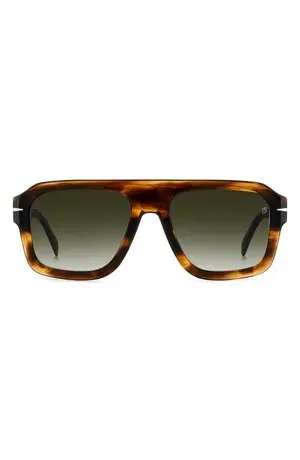 DB EYEWEAR BY DAVID BECKHAM 54mm Gradient Sunglasses - Brown Horn/ Green Shaded