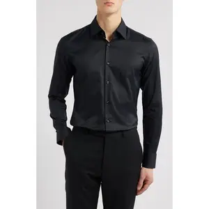 BOSS Hank Kent Slim Fit Performance Stretch Dress Shirt - Black