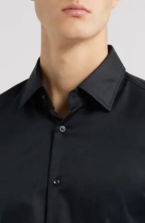 BOSS Hank Kent Slim Fit Performance Stretch Dress Shirt - Black