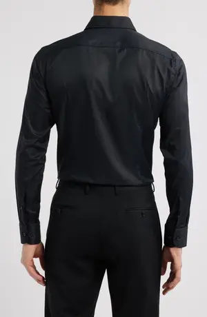 BOSS Hank Kent Slim Fit Performance Stretch Dress Shirt - Black