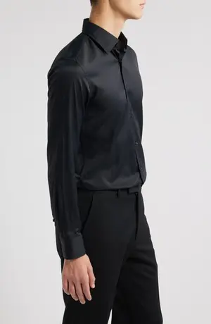 BOSS Hank Kent Slim Fit Performance Stretch Dress Shirt - Black