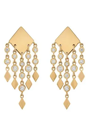 EDEN PRESLEY Shine Diamond Fringe Earrings - Gold Diamond