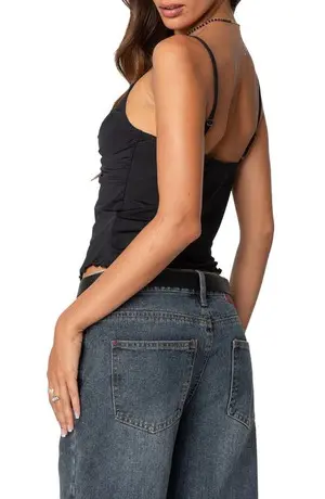 EDIKTED Landon Drawstring Split Front Camisole - Black