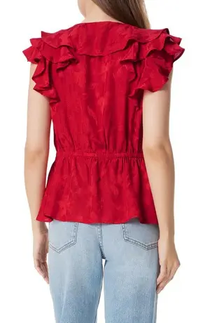 Sam Edelman Maila Ruffle Top - Rhythmic Red