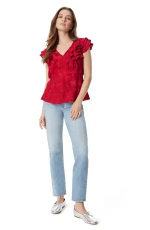 Sam Edelman Maila Ruffle Top - Rhythmic Red