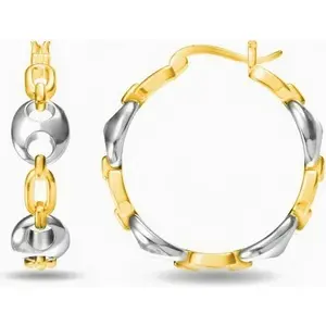 DONATELLO GIAN Name' Two Tone Hoop Earrings - Silver