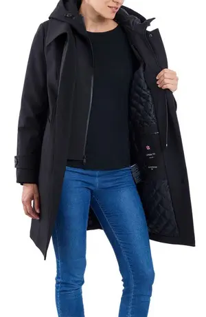 London Fog Water Resistant Raincoat With Bib - Black