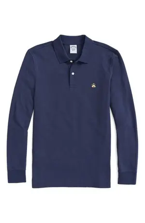 Brooks Brothers Long Sleeve Piqué Polo - Navy