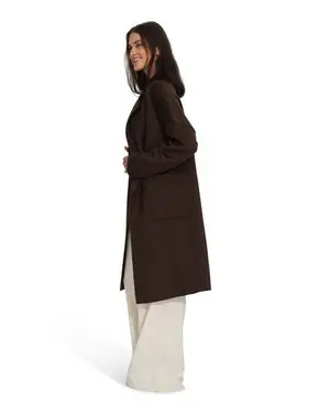 BELLE & BLOOM Publisher Double Breasted Wool Blend Coat - Chocolate