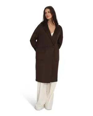 BELLE & BLOOM Publisher Double Breasted Wool Blend Coat - Chocolate