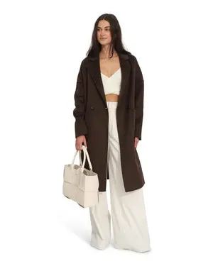 BELLE & BLOOM Publisher Double Breasted Wool Blend Coat - Chocolate