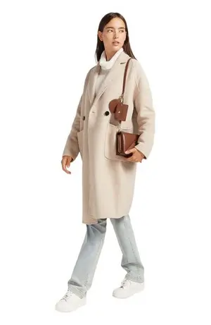 BELLE & BLOOM Double Breasted Wool Blend Coat