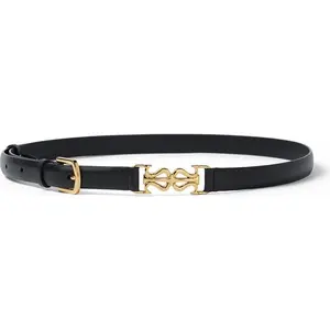 Lilysilk Clasp Leather Skinny Belt - Black