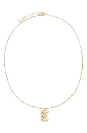 PETIT MOMENTS Bubble Initial Pendant Necklace - Gold - E