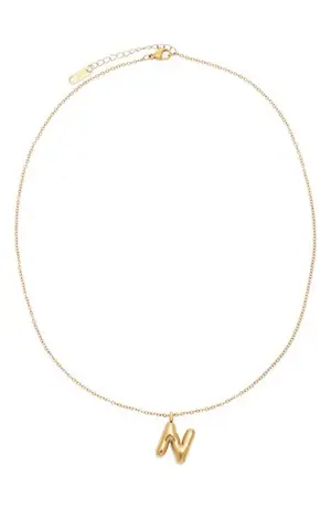 PETIT MOMENTS Bubble Initial Pendant Necklace - Gold - N