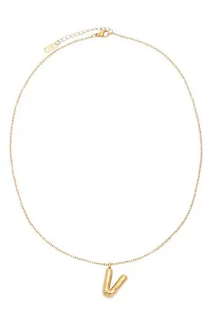 PETIT MOMENTS Bubble Initial Pendant Necklace - Gold - V