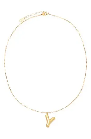 PETIT MOMENTS Bubble Initial Pendant Necklace - Gold - Y