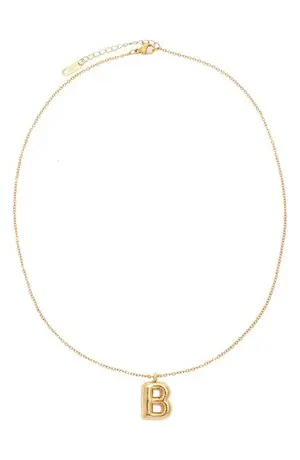 PETIT MOMENTS Bubble Initial Pendant Necklace - Gold -b