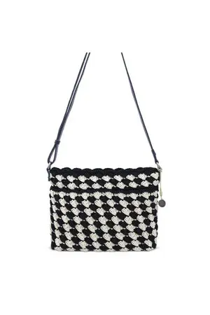 THE SAK Melrose Leather Crossbody Bag - Black Ecru Shell