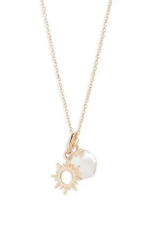 Anzie X Mel Soldera Sun Charm & Heishi Pearl Pendant Necklace - White