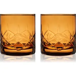 VISKI Admiral Crystal Rocks Glasses - Orange