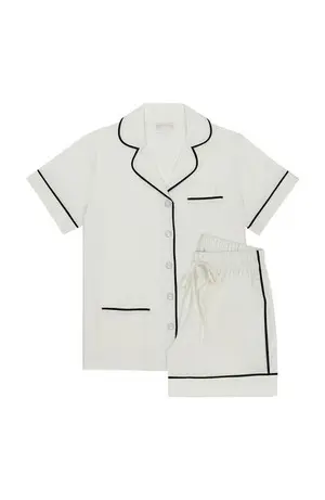 KIP Luxe Stretch Cotton Short Set - Pearl