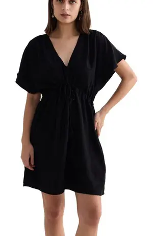 REISTOR Gathered V-neck Dress