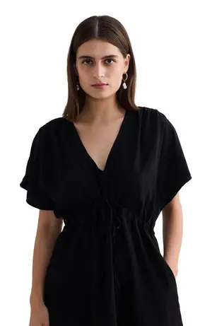 REISTOR Gathered V-neck Dress