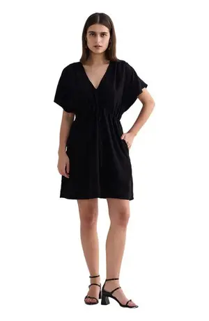 REISTOR Gathered V-neck Dress