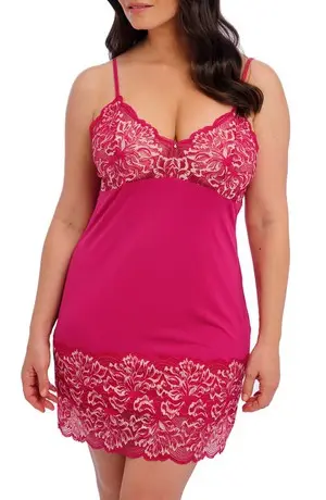 Fantasie Emmaline V-back Lace Chemise - Cerise