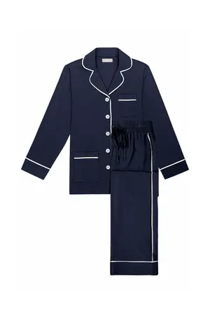 KIP Luxe Stretch Cotton Pajama Set - Midnight Blue
