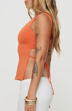 Princess Polly Uzo Metallic Open Back Top