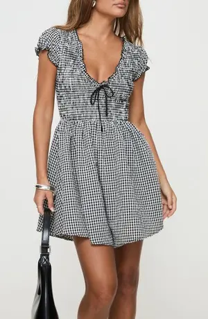 Princess Polly Wescott Gingham Romper - Black