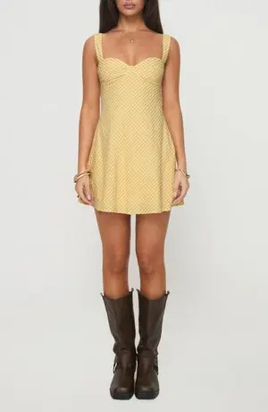 Princess Polly Mcbeath Gingham Mini Dress - Yellow