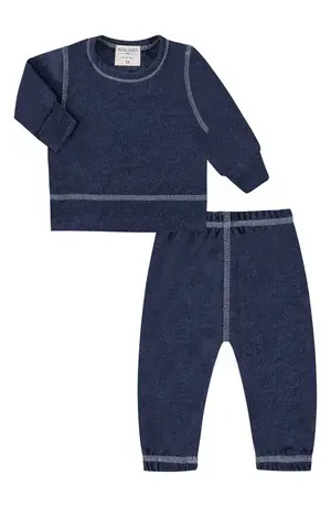 PAIGELAUREN Long Sleeve Top & Pants Hacci Lounge Set - Blue